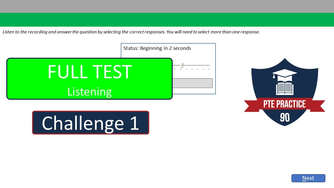 PTE FULL TEST Listening - Challenge 1 - YouTube