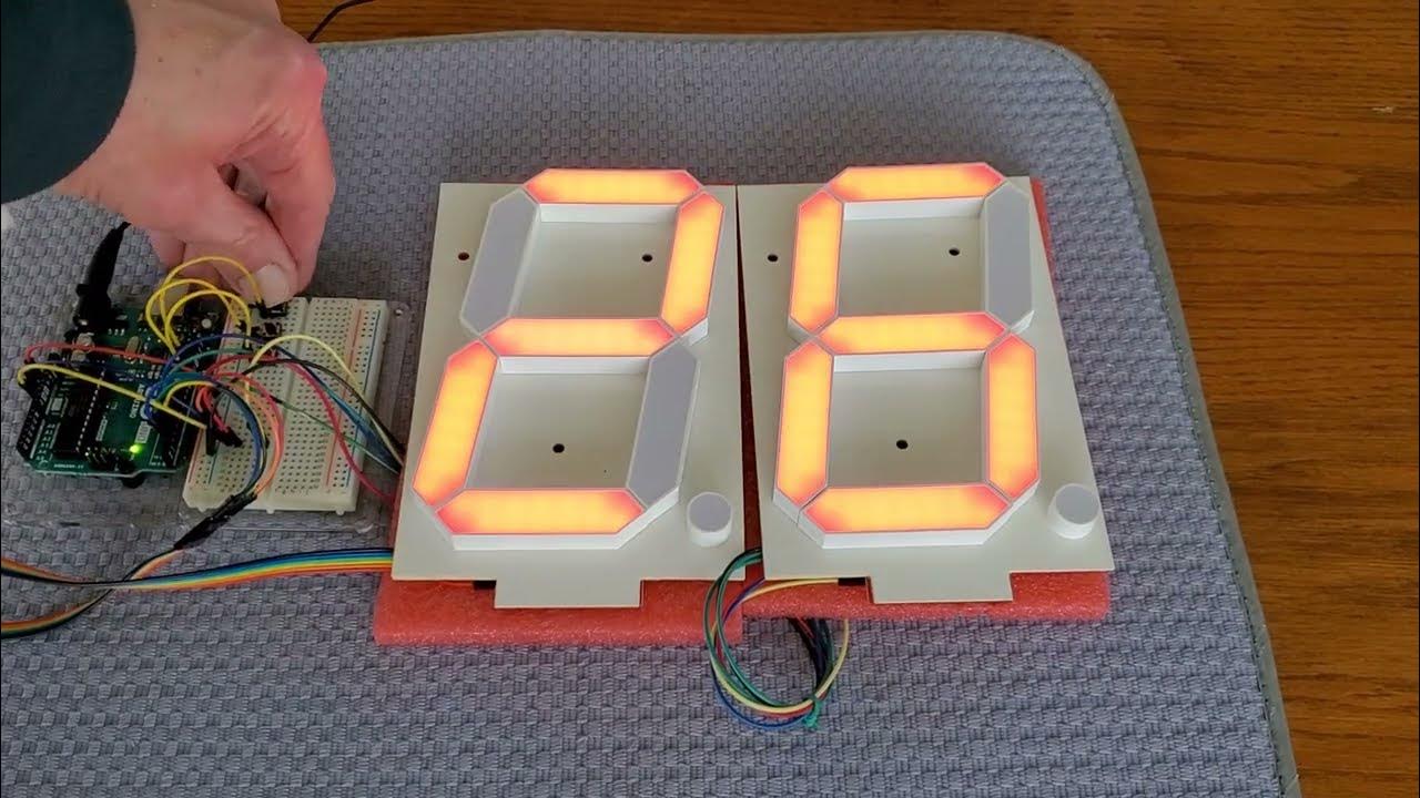 Two SparkFun Large Digit Driver/ Seven Segment Digits - YouTube