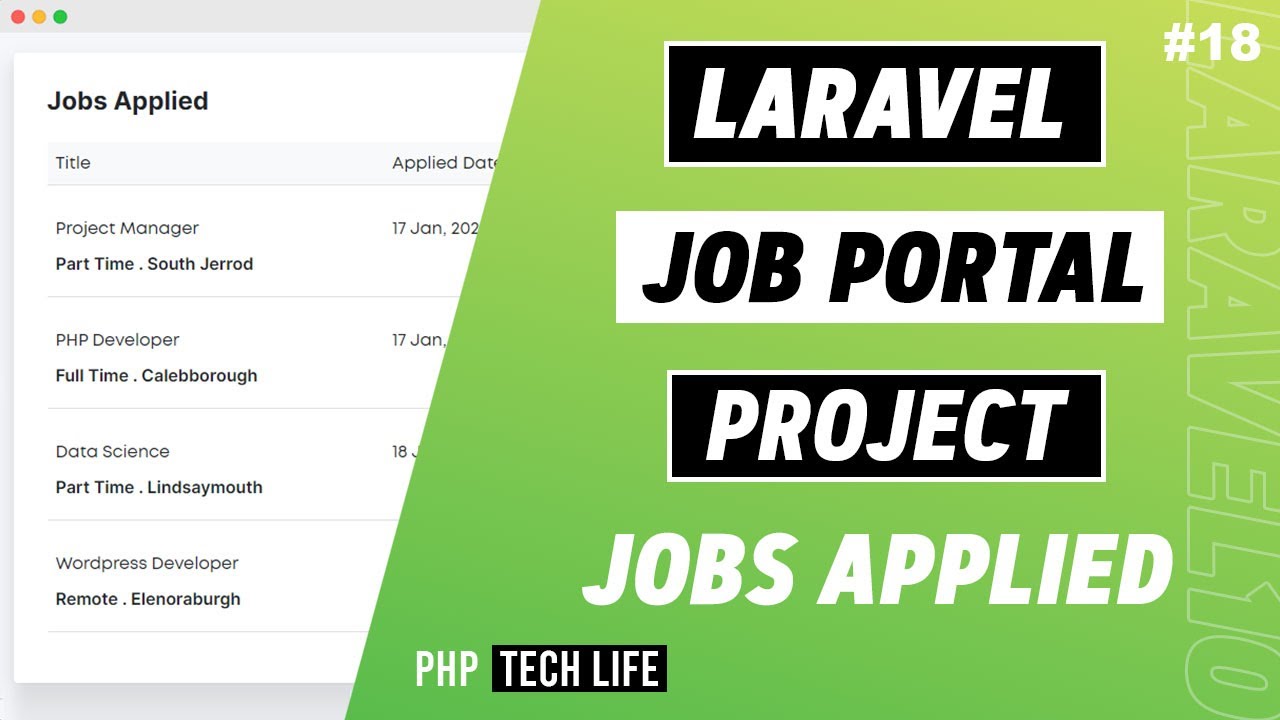 Laravel 10 Job Portal Project | #18 Jobs Applied Page | PHP Tech Life Hindi - YouTube