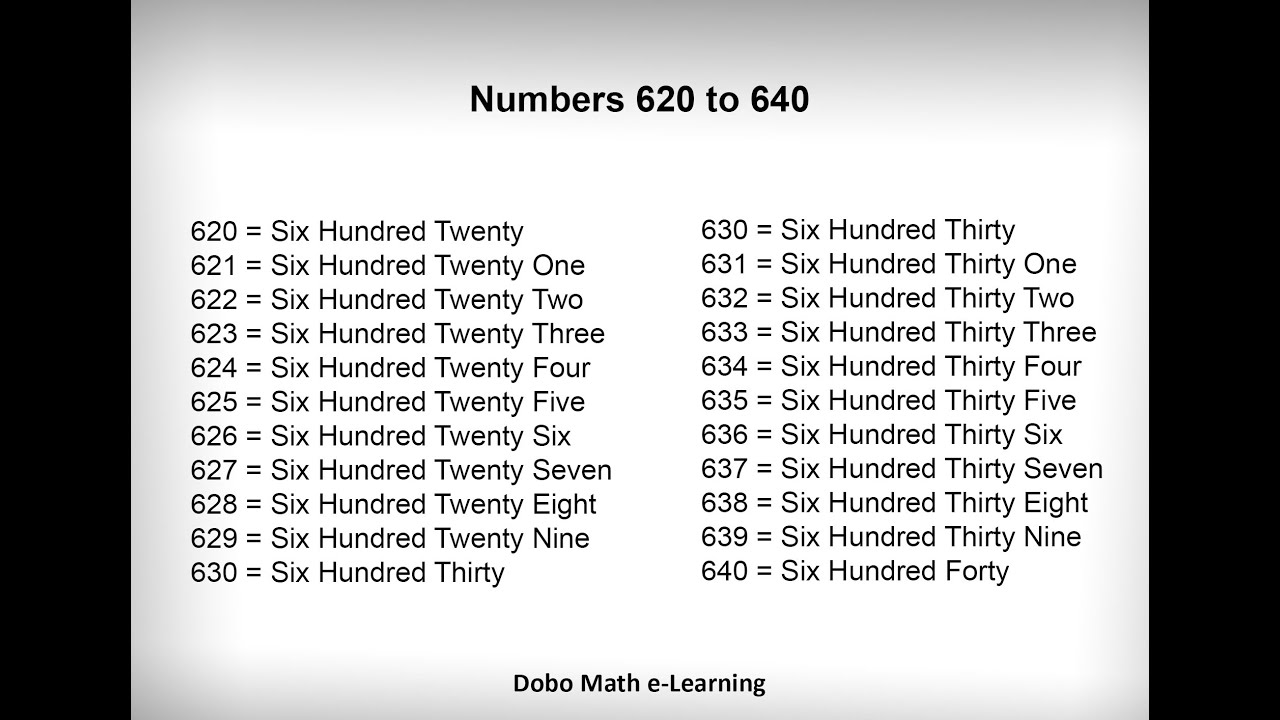 Numbers 620 to 640 - YouTube