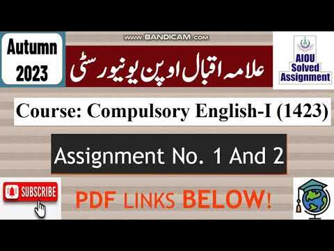 AIOU Code 1423 Solved Assignment No.1 & 2 Autumn 2023 || Subject: English – I || Bachelor (BA/B ...