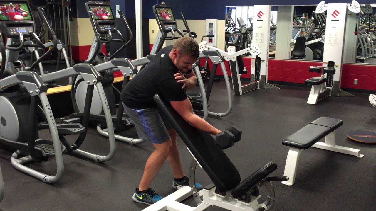 Standing Dumbbell Isolation Curl on a Bench - YouTube