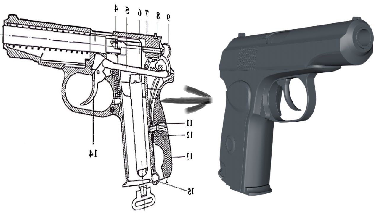 Makarov pistol modeling timelapse (Part 1) | Cinema 4 - YouTube
