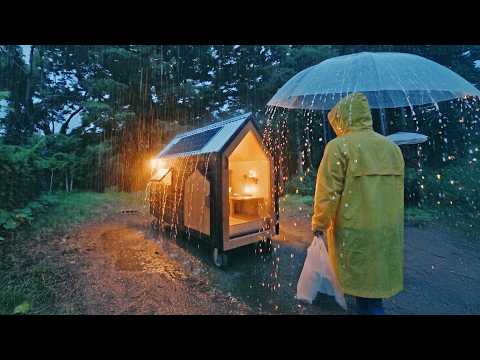 [Heavy Rain Car Camping] Heavy rain hits the world's smallest house. Power outage, Arlam