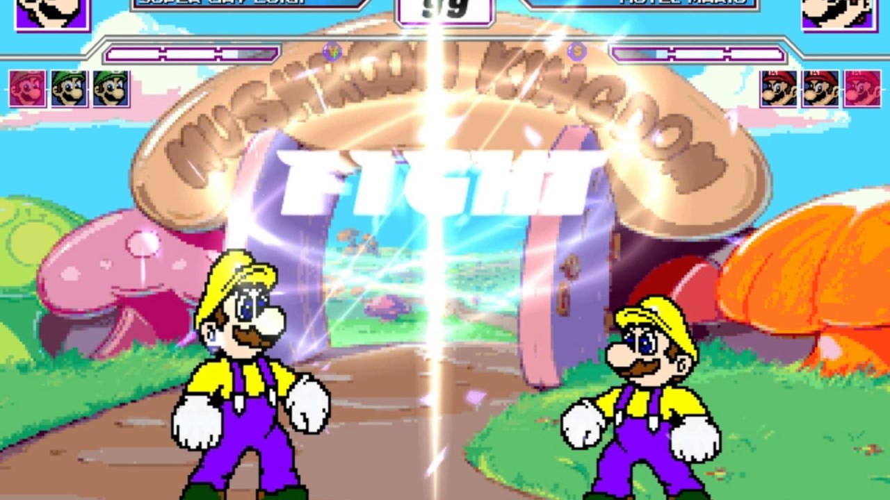 MUGEN Request #200 Super Gay Luigi x4 vs Hotel Mario x4 - YouTube