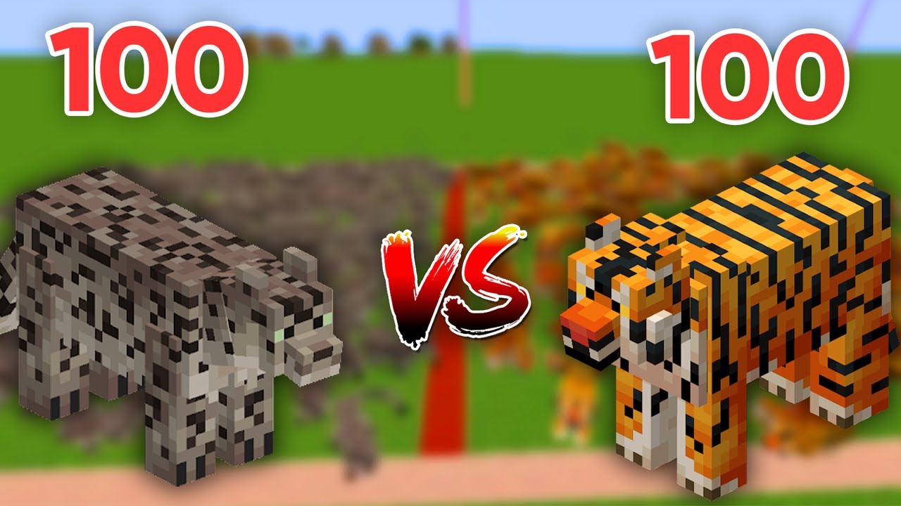 100 Snow Leopard vs 100 Tiger - Minecraft Mob Battle - YouTube