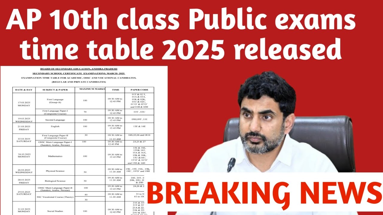 AP 10th class public exams time table released 2025 || ap 10th class ...