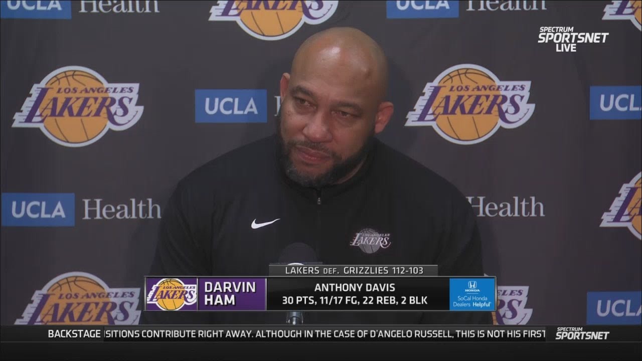 Darvin Ham Postgame Interview | Los Angeles Lakers beat Memphis Grizzlies 112-103 - YouTube