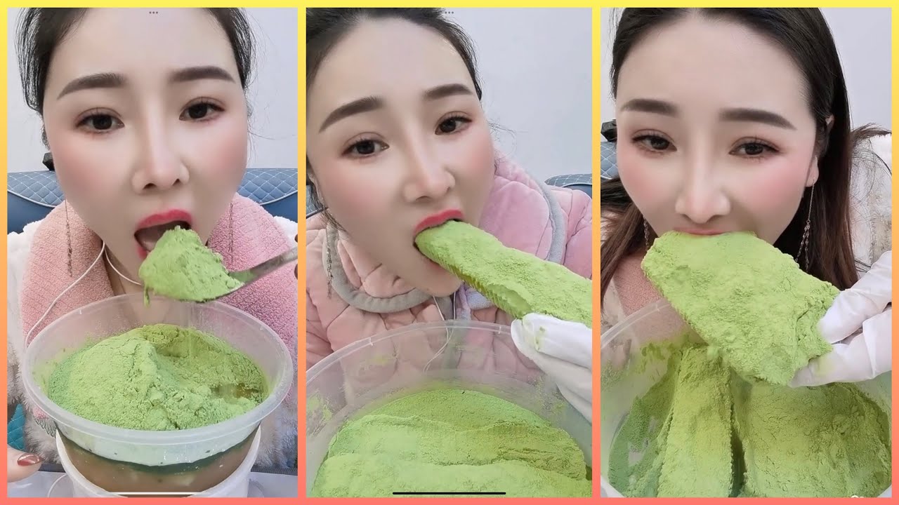 ASMR :Heavy Matcha powder ice|solo bites|Soft ice|crushed hard ice ...