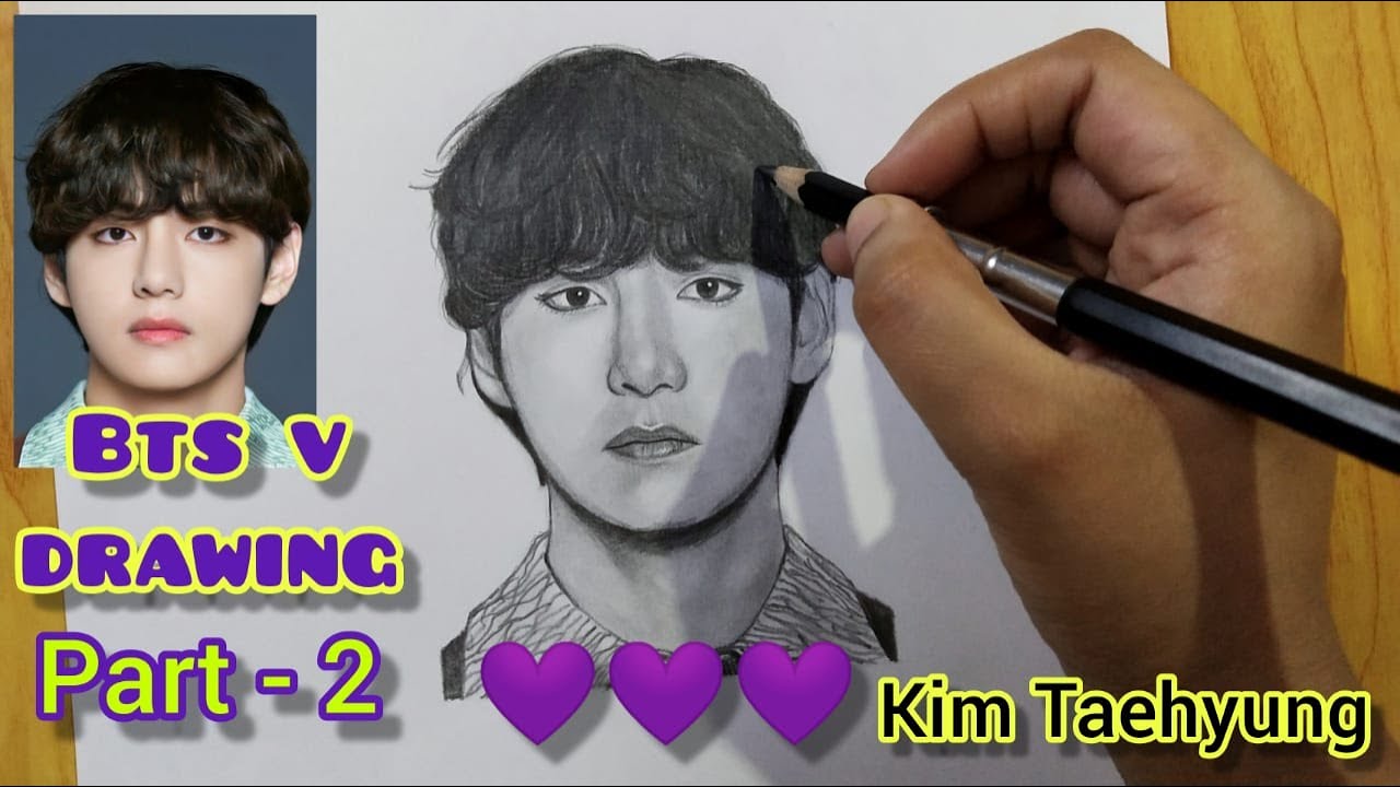 Kim taehyung drawing | Bts v drawing | Kim taehyung sketch | How to ...