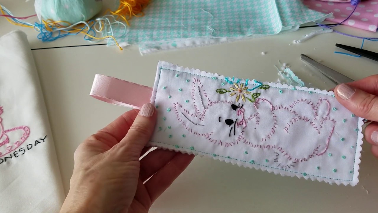 How to make a book marker out of embroidery fabric - YouTube