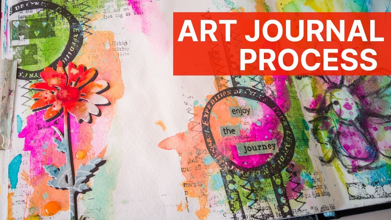 Art Journal Page with Spray Ink Background - YouTube