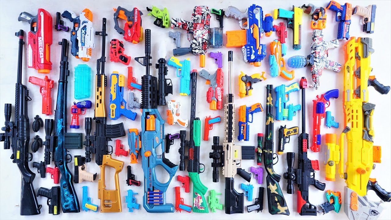 Collecting 7 Sniper Gun AK47 SNIPER DRAGUNOV SVD NERF SNIPER M16 EAGLE ...