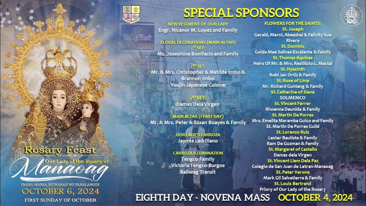 MANAOAG MASS - 8th Day of Novena and Mass - October 4, 2024 / 4:00 p.m. - YouTube