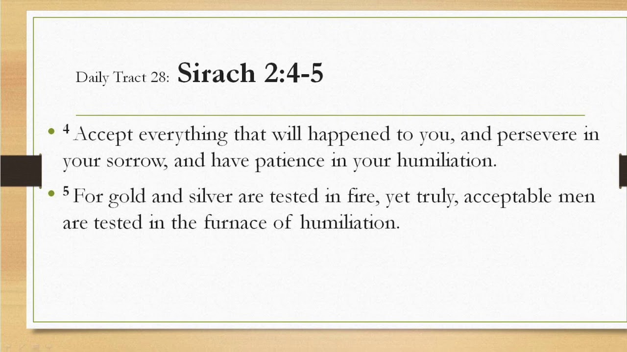 Dad’s Bible Tract28 - Sirach 2:4-5 - YouTube