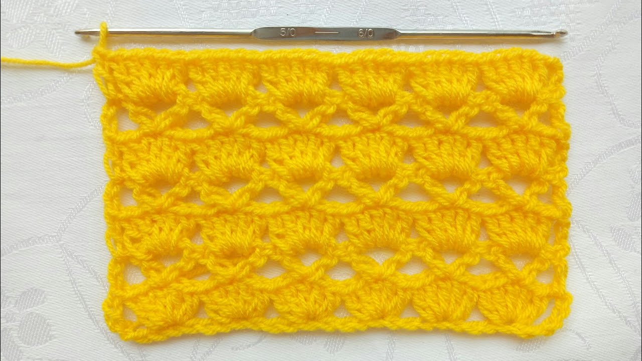 Learn how to crochet an easy shell stitch pattern for rectangle shawl ...