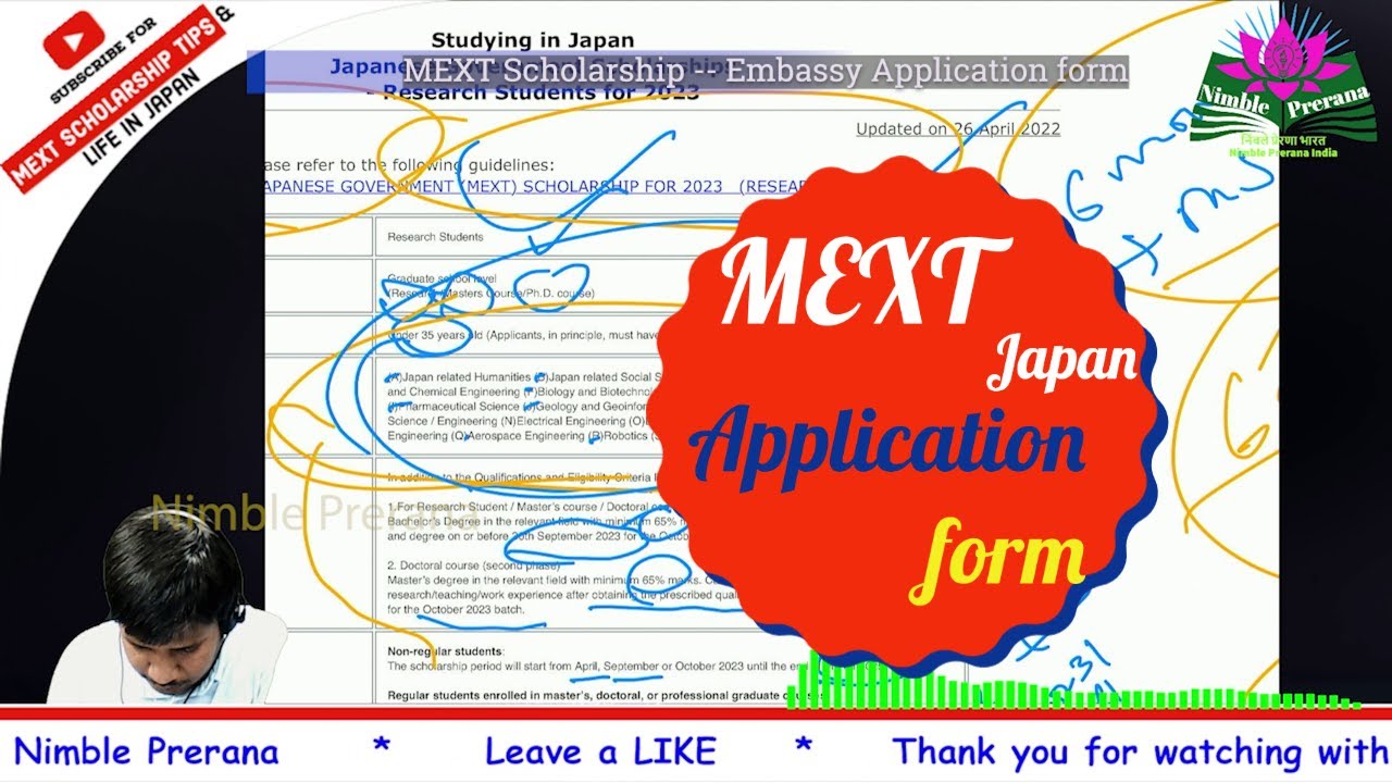 Application form Explained | MEXT Scholarship 2025 Embassy Recommended ...