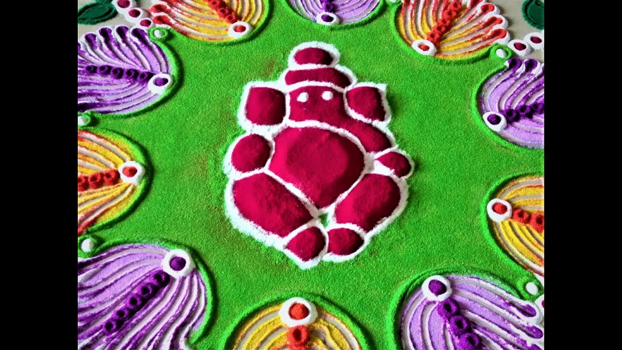 3D Ganesh Rangoli Design For Ganesh Chaturthi|Ganpati Rangoli by Shital ...
