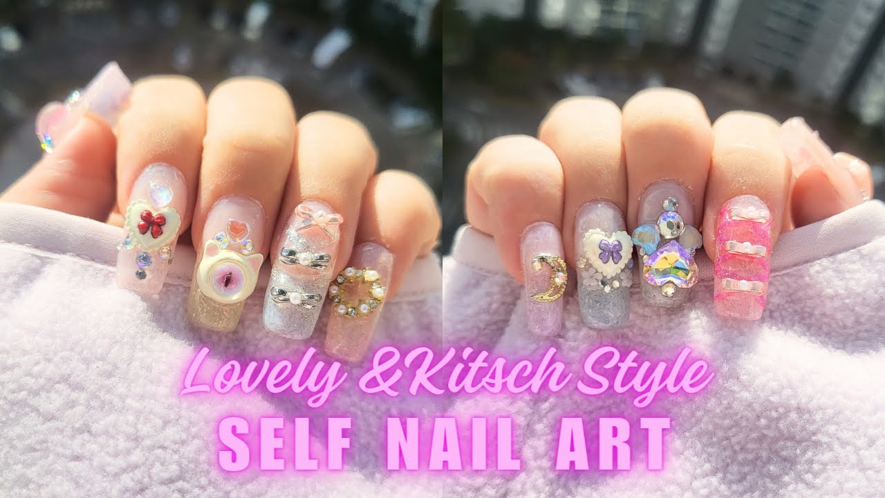 Sub) 겨울 글리터로 겨울느낌을 내지 않는 방법 Lovely & Kitsch Nail / 셀프네일 / 네일 아트 / 네일아트 ...