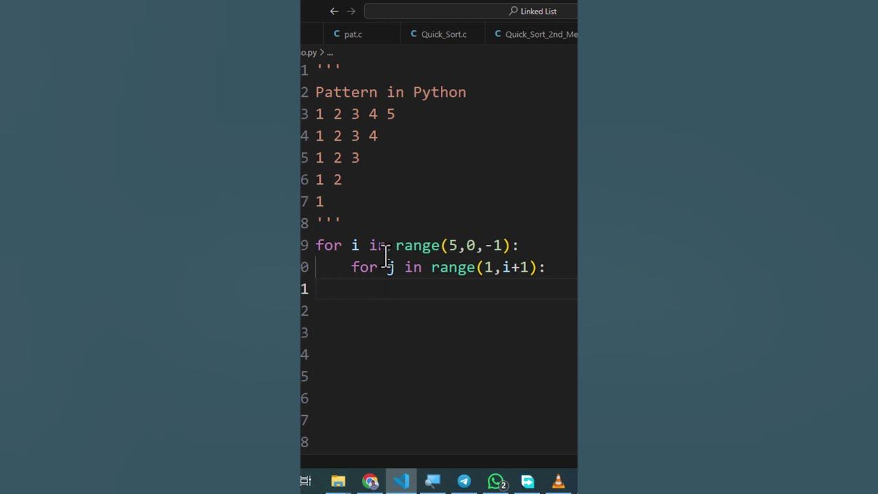 Pattern 10 Program in Python #python #pythonprogramming #interview #placement #pythontutorial ...