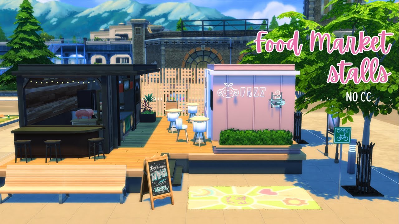 CANAL STREET FOOD MARKET STALLS // Sims 4 Home Chef Hustle speedbuild ...