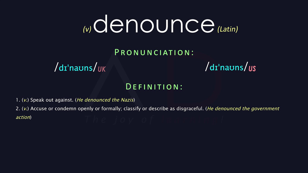 Denounce Meaning And Pronunciation Audio Dictionary YouTube