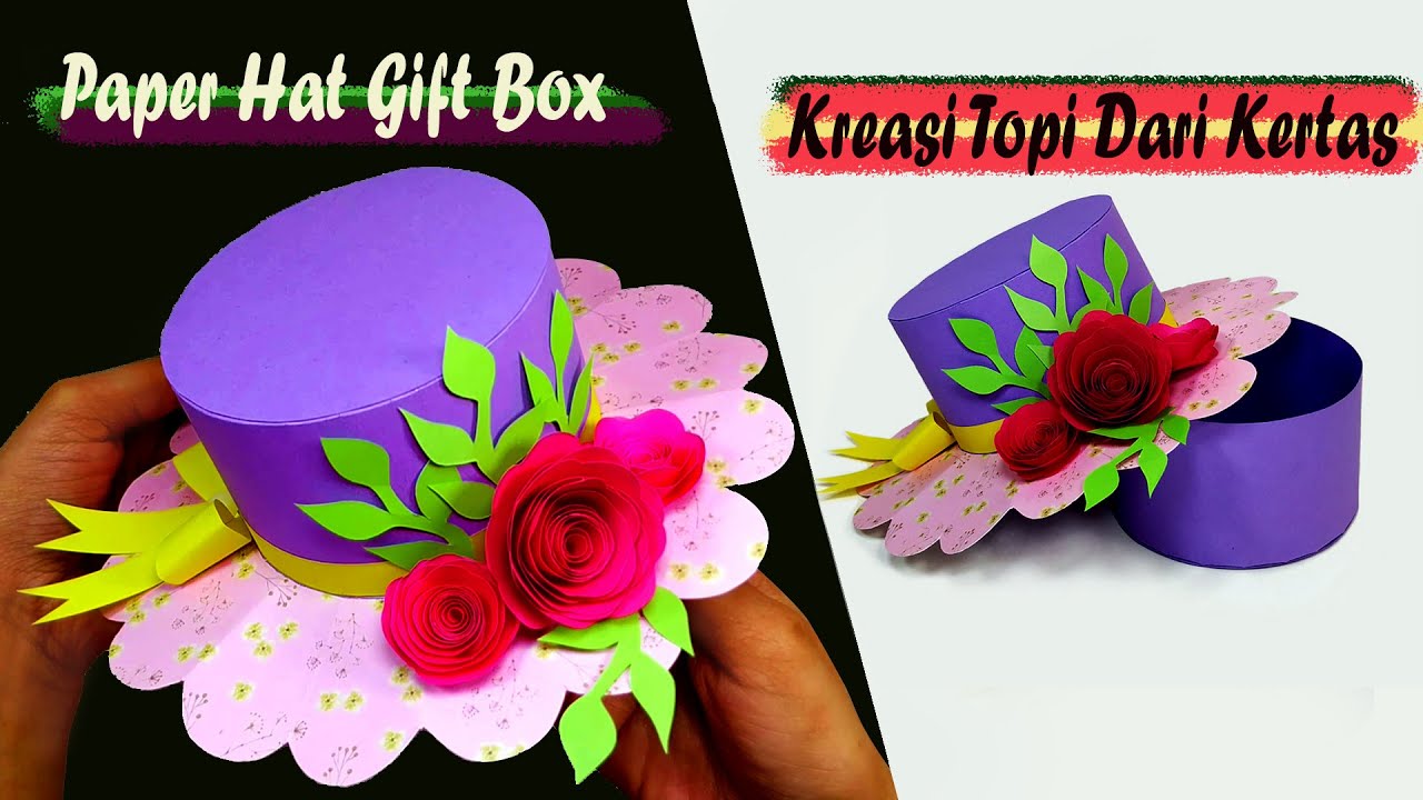 I Made a PAPER HAT GIFT BOX in 10 Minutes! Origami Hat Easy | Kreasi ...
