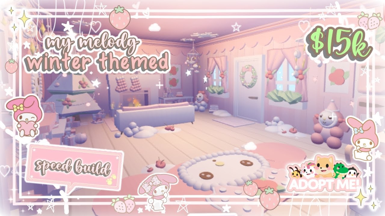 ∘.*ʚ•my melody winter themed family home {speed build} 🍒🎄║adopt me୨ ...
