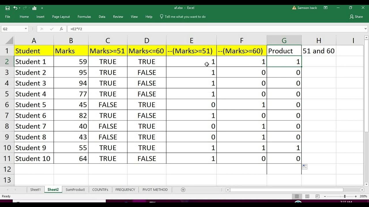 EXCEL : How to create Class Intervals using SumProduct in excel - YouTube