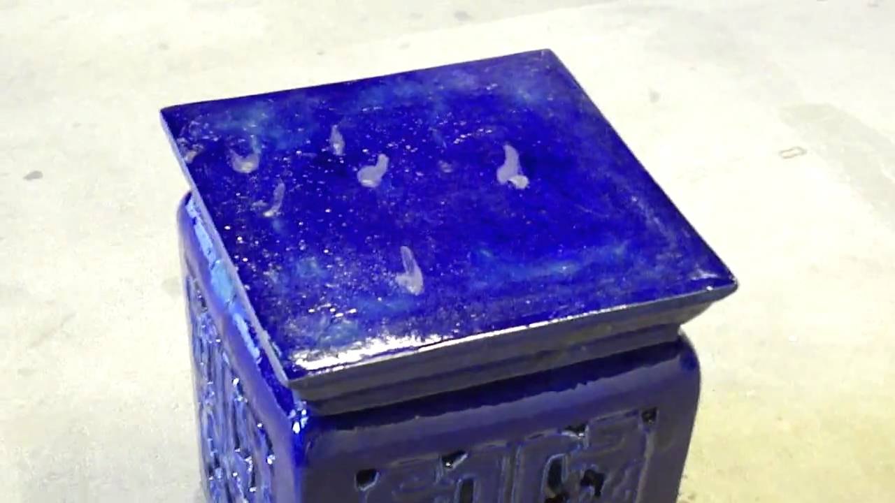 Chinese Blue Ancient Pattern Clay Square Stool s2076m - YouTube