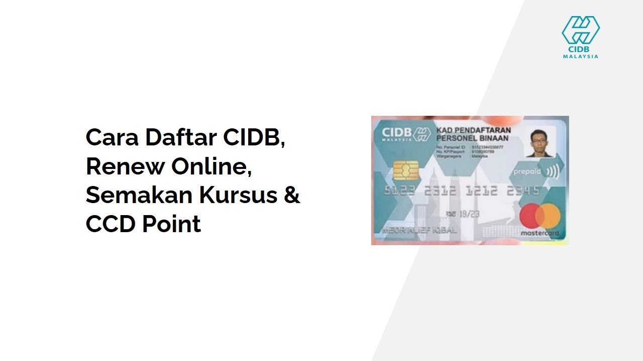 Cara Daftar CIDB Renew Online, Semakan Kursus dan CCD Point - YouTube