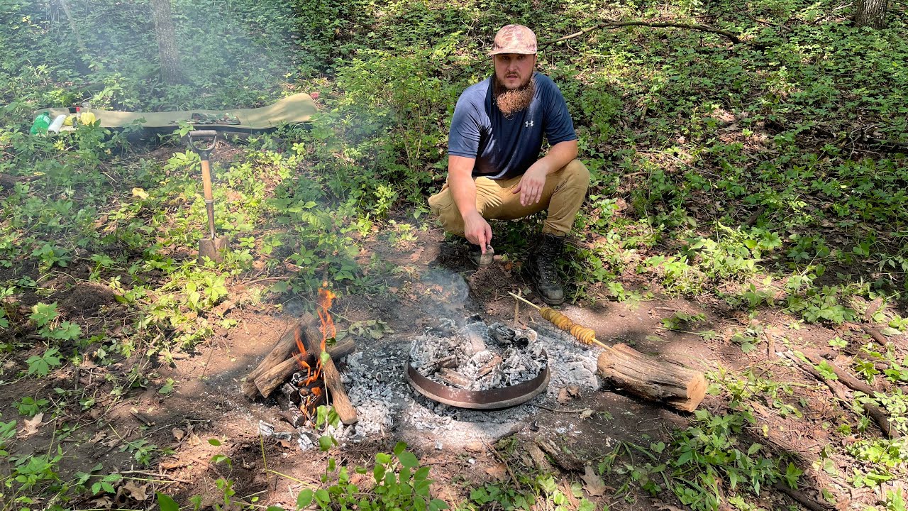 Bushcraft!!!!Meat and Potatoes cooked traditional way - YouTube