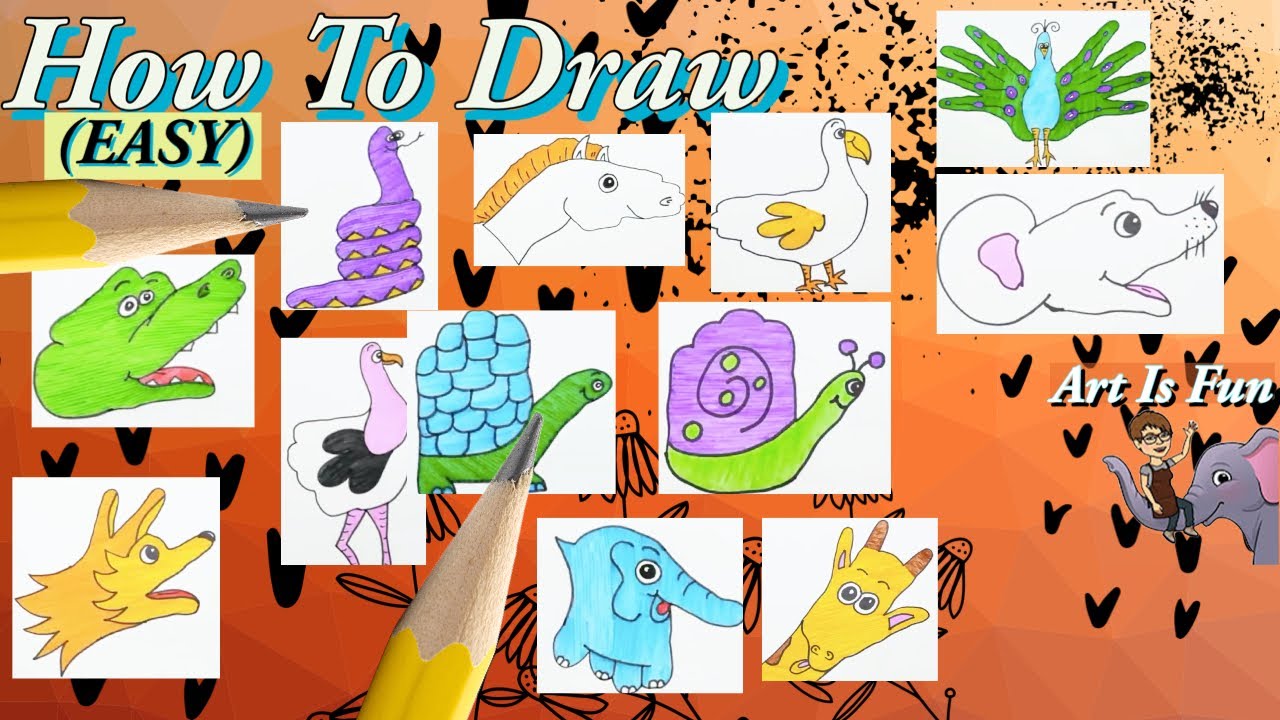 🌟 Left Hand Made Animals |Drawing for Beginners | Fun Drawing Tutorials ...