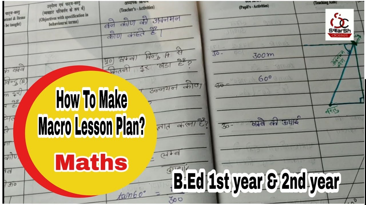 How to make macro lesson plan / maths / B.Ed 1st & 2nd year - YouTube