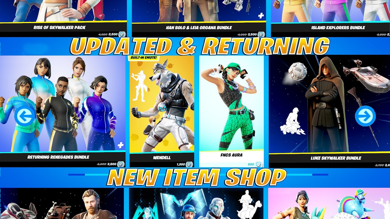 Item Shop NEW Updated and Returning Skins (Star Wars, Icons, Locker ...