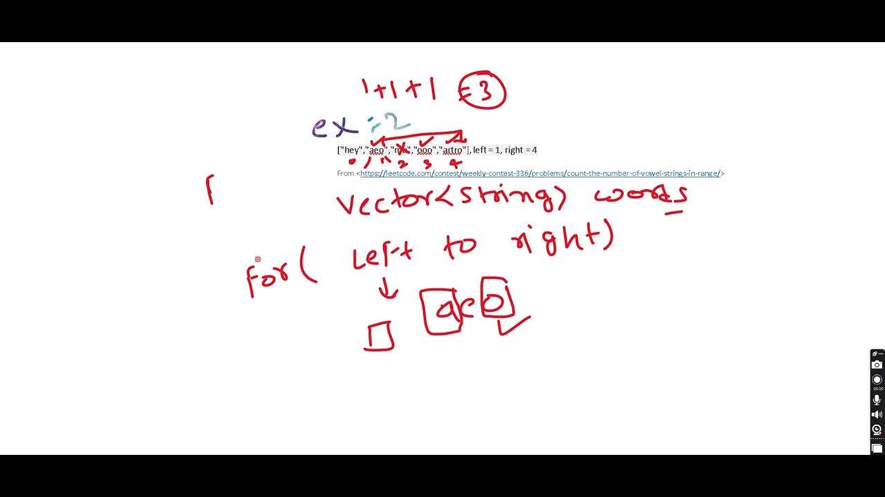 2586 Count The Number Of Vowel Strings In Range Weekly Contest 336 In Hindi Youtube