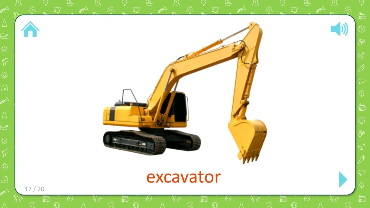 Excavator - Transportation - Flashcards for Kids - YouTube