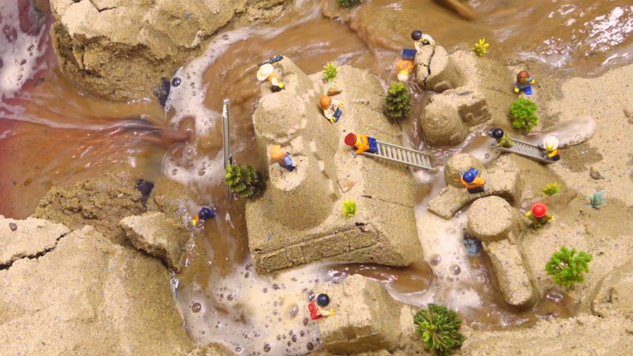 LEGO Minifigures Massive Sand Castle Destroyed After Dam Collapses ...