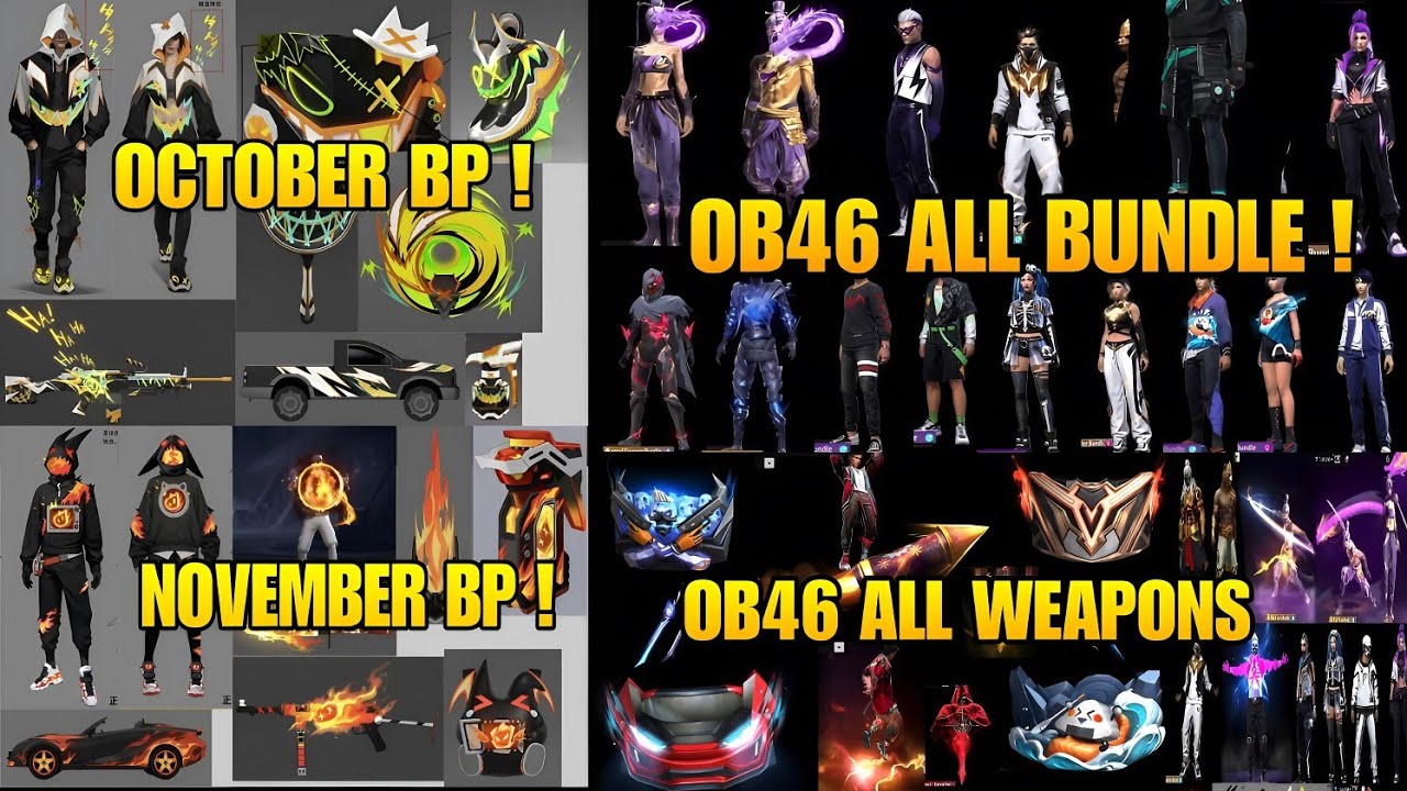 OB46 UPDATE ALL BUNDLE | NOVEMBER BOOYAH PASS | OB46 UPDATE ALL WEAPONS ...