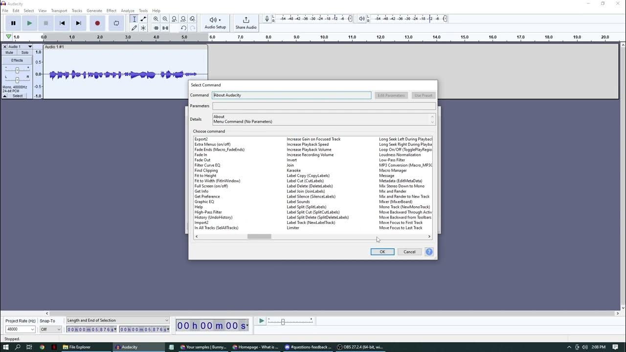 Audacity Macros - quick tutorial and demonstration - YouTube