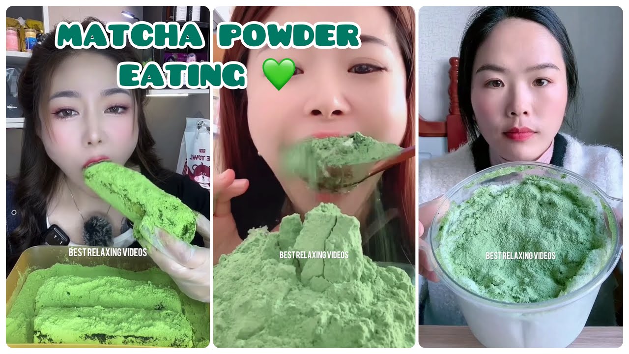 [ASMR] MATCHA ICE EATING & MATCHA POWDER ASMR & BIG BITES 😋 & MATCHA ...