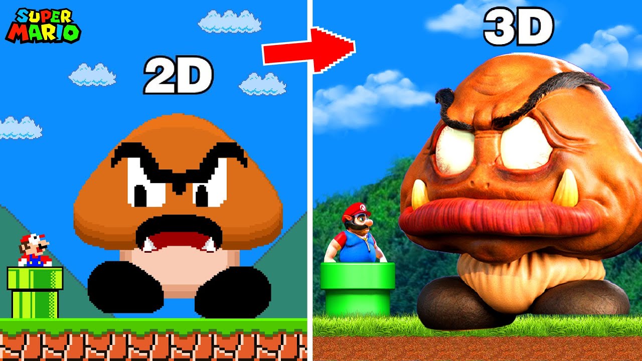 Super Mario Bros., but Everything Turns 3D When Mario Walks By. - YouTube