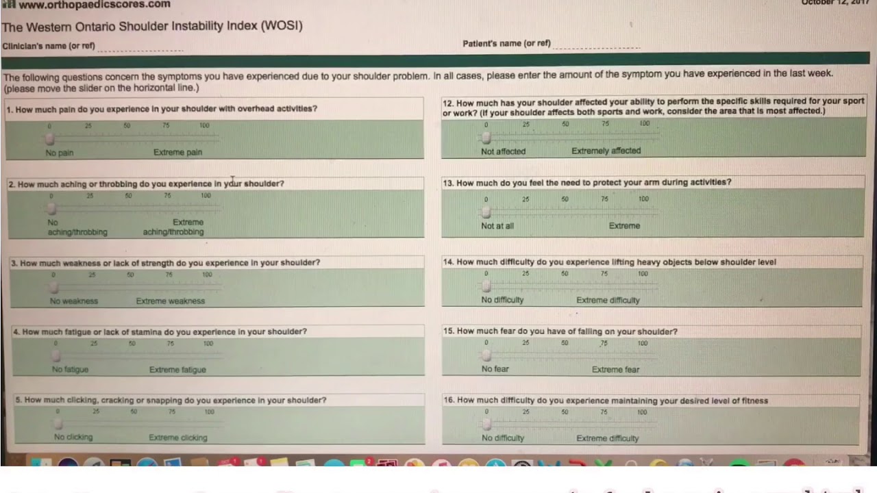 The western Ontario shoulder instability index - YouTube