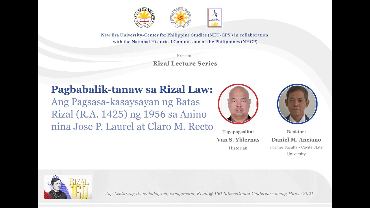 Pagbabalik-tanaw sa Rizal Law by Prof. Van Ybiernas - YouTube