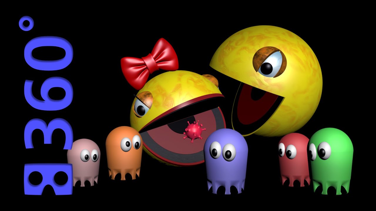 360° VR - Pacman & Ms Pacman and Ghostteam Against The Virus - Vilin 360 - YouTube