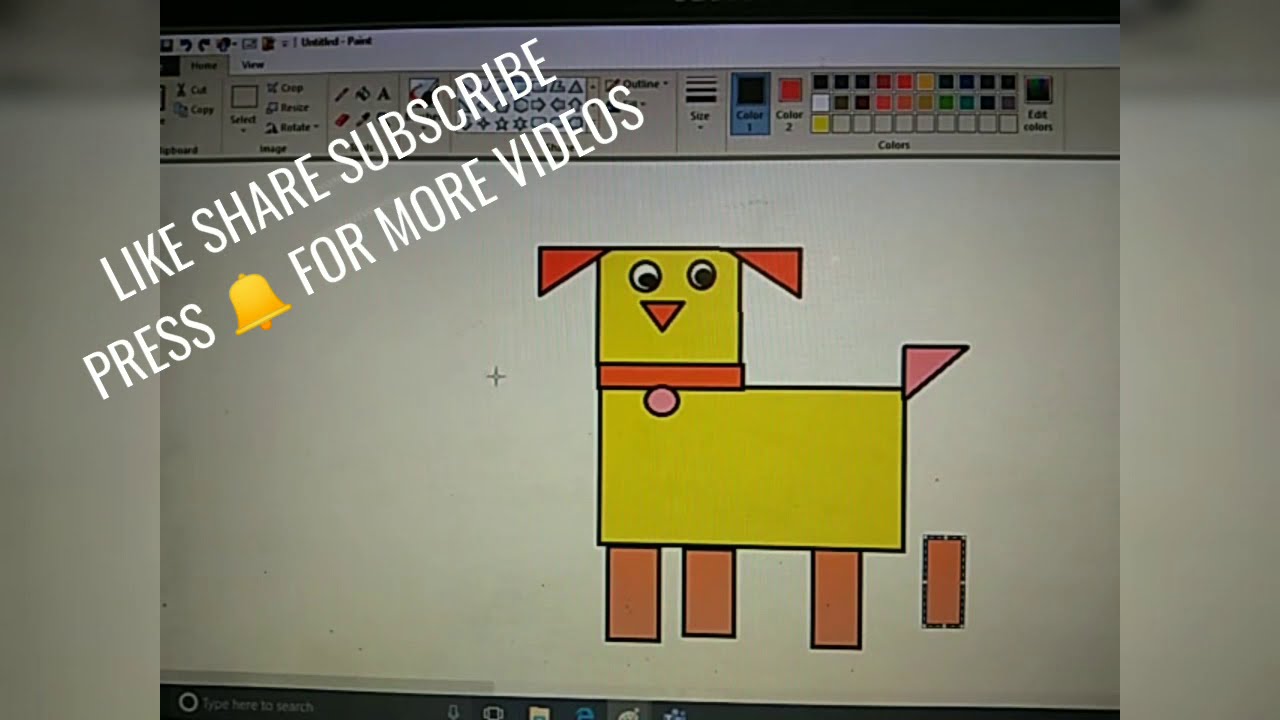 How to draw a Dog/kids easy drawings step by step/ms paint - YouTube
