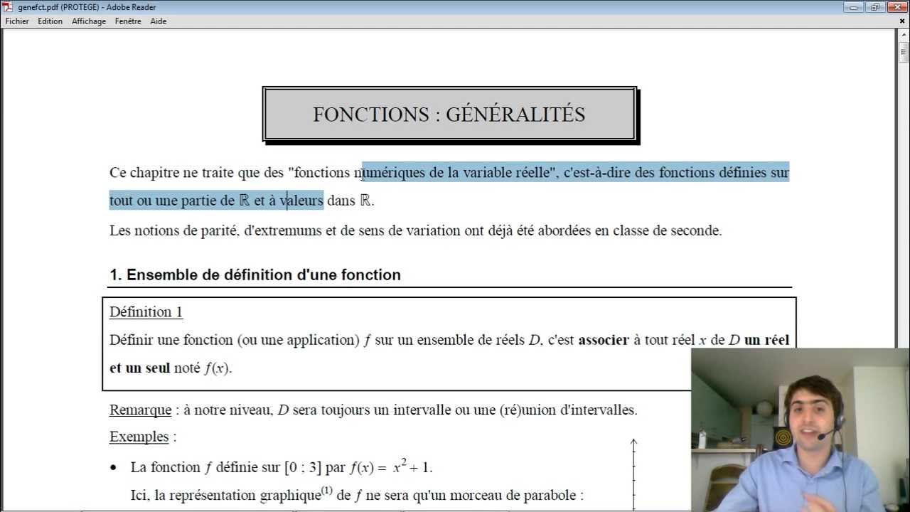 Généralités sur les Fonctions (1/5) - Ensemble de Définition d'une ...