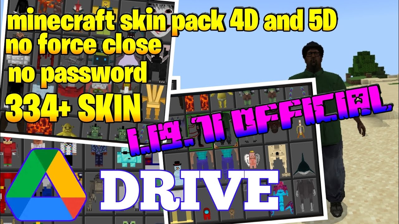minecraft skin pack 3D 4D 5D 300+ minecraft pe 1.19.71 - YouTube