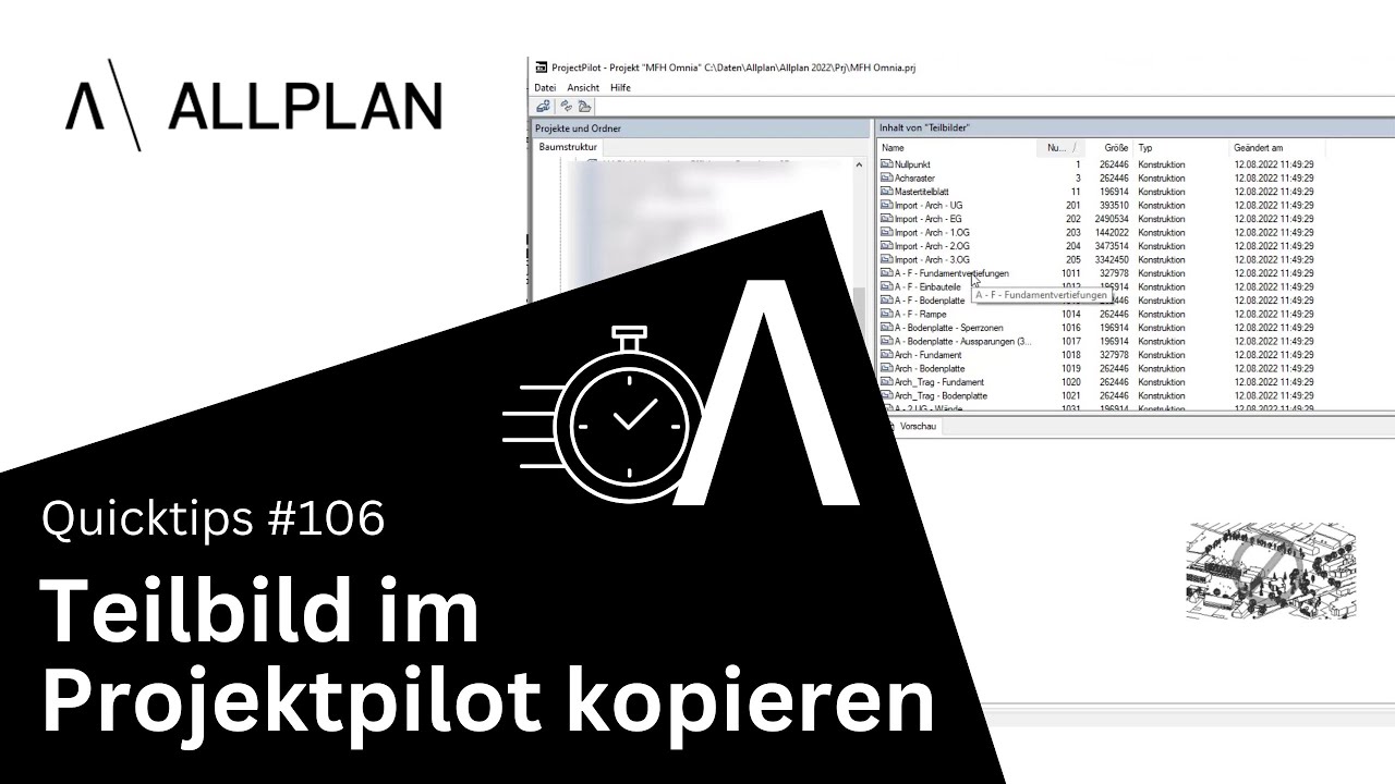 #106 ALLPLAN Quicktips "Teilbild im Projektpilot kopieren" - YouTube