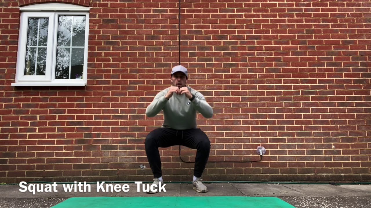 Squat with Knee Tuck - YouTube
